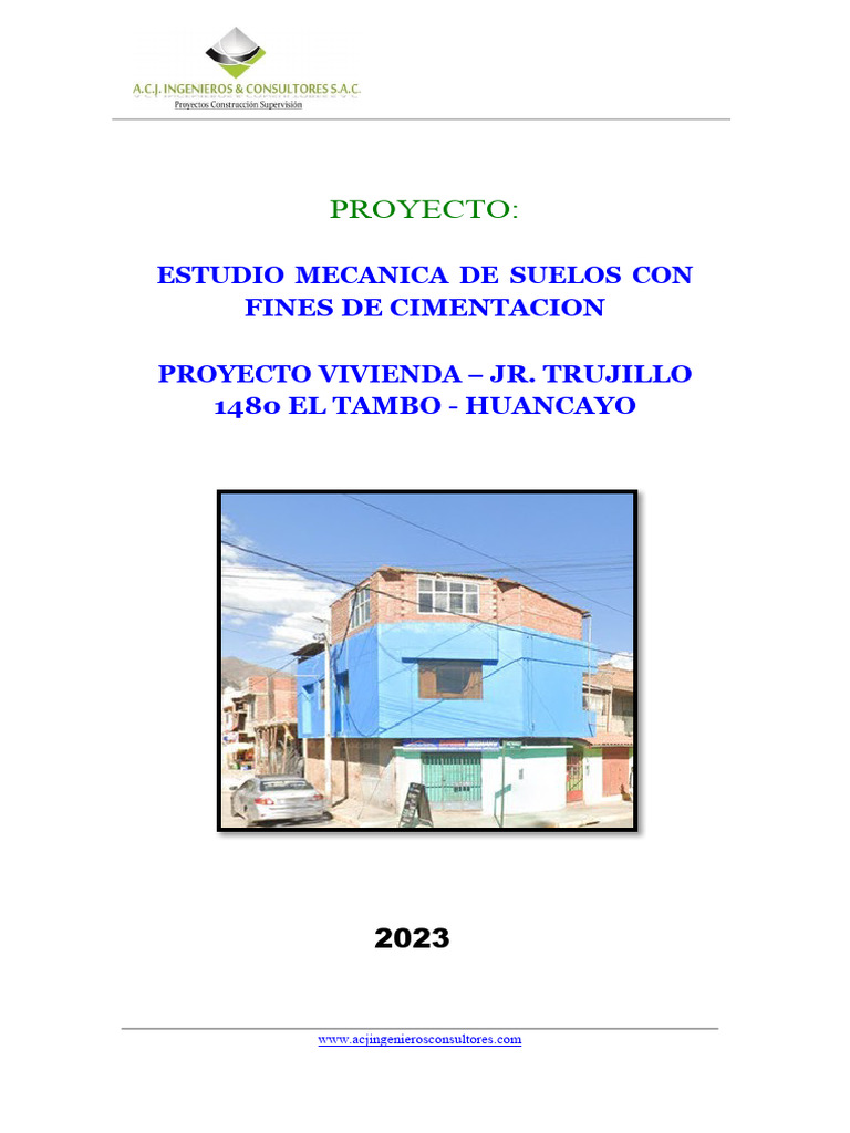 Estudio de Suelos Con Fines de Cimentación Cerro Azul Cañete | PDF