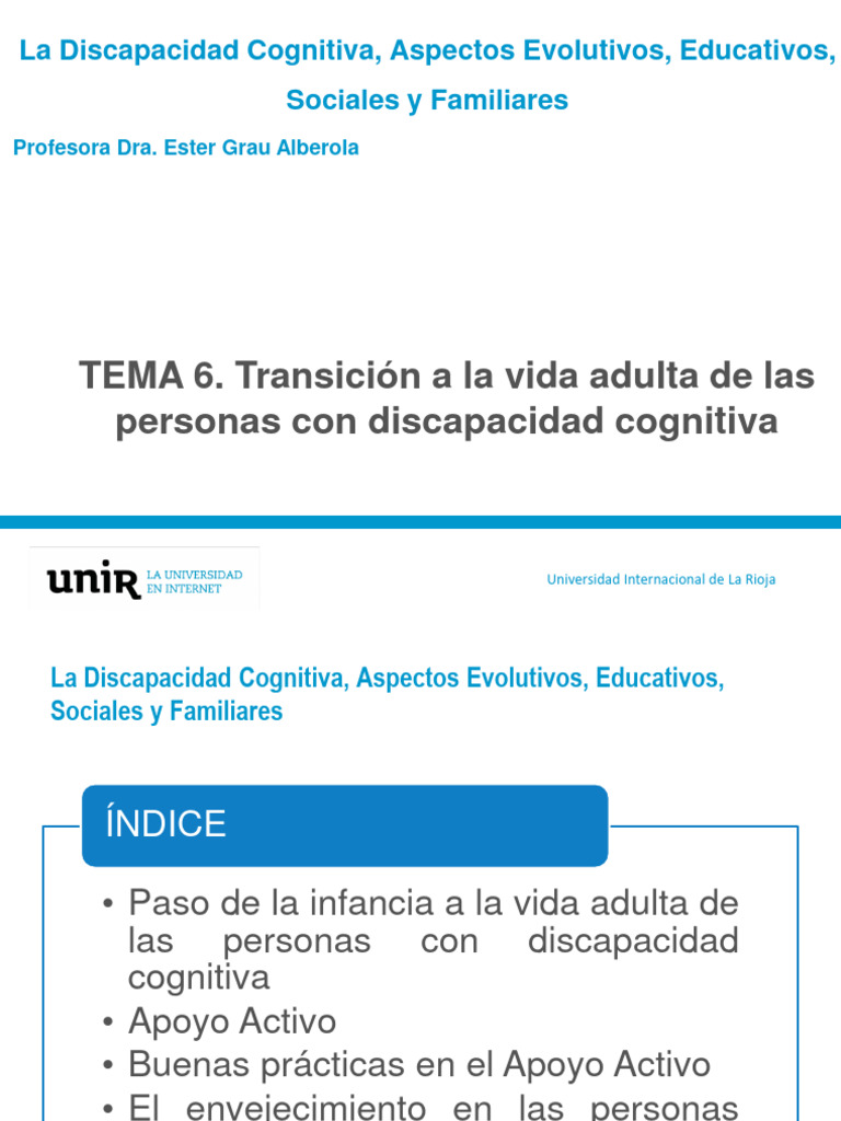 Transición a la Vida Adulta en Discapacidad Cognitiva | PDF | Adultos ...