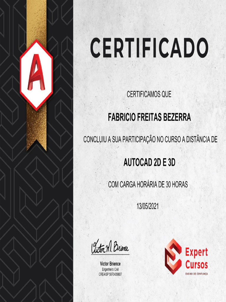 Certificado Autocad 2d E 3d Pdf