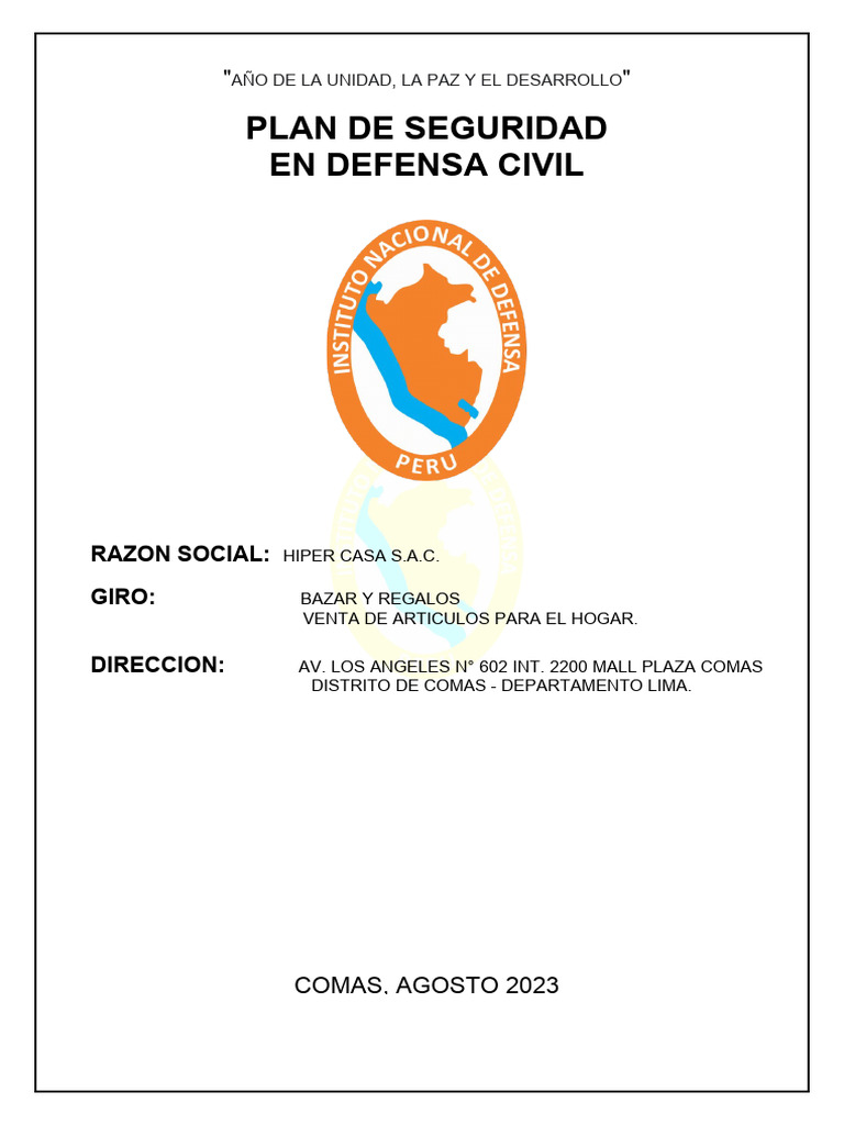 Plan de Contingencia HIPER VVVV | PDF | Defensa Civil | Incendios