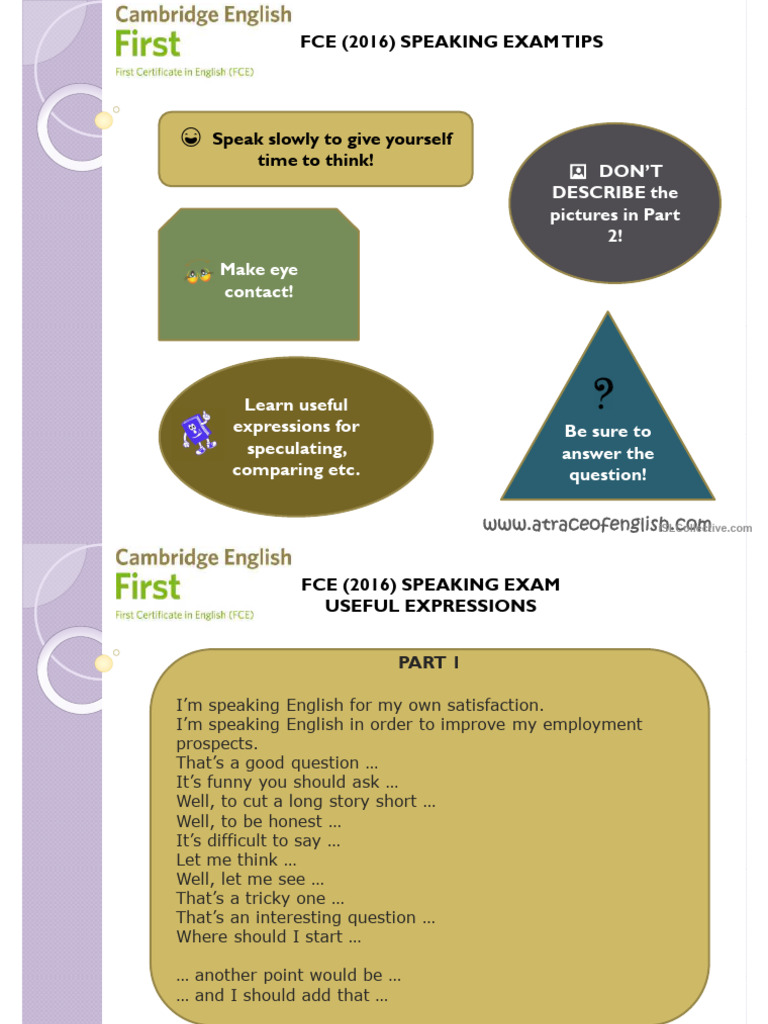 FCE Speaking Tips and Expressions | PDF