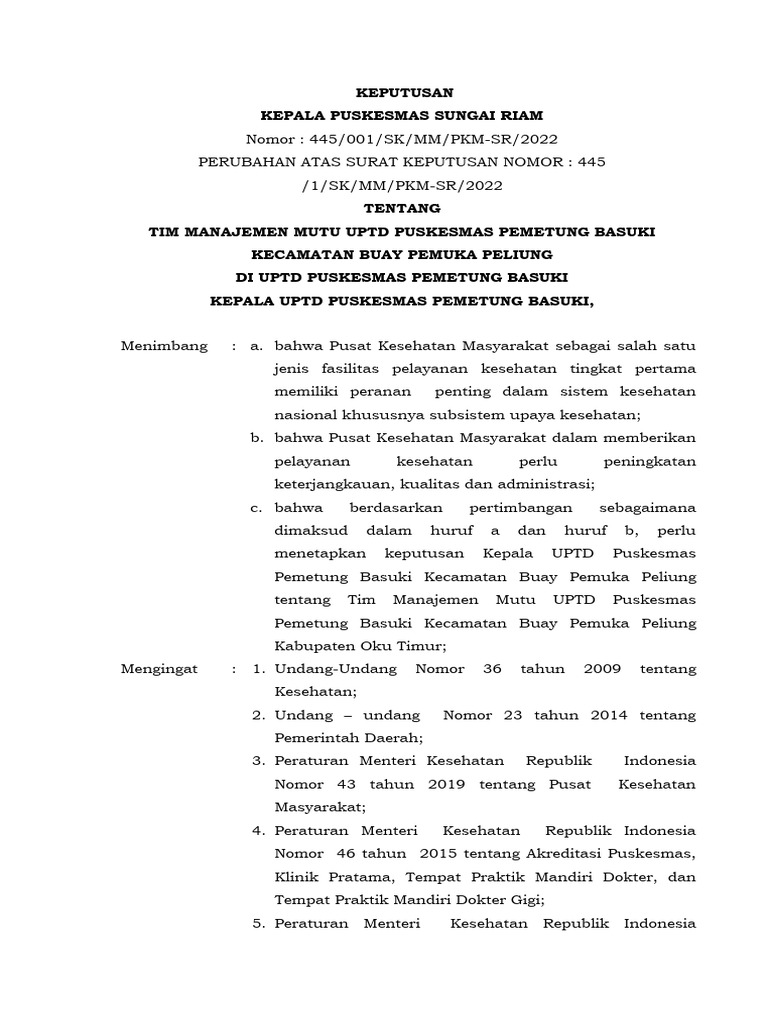 5.1.1.1 SK Tim Mutu | PDF