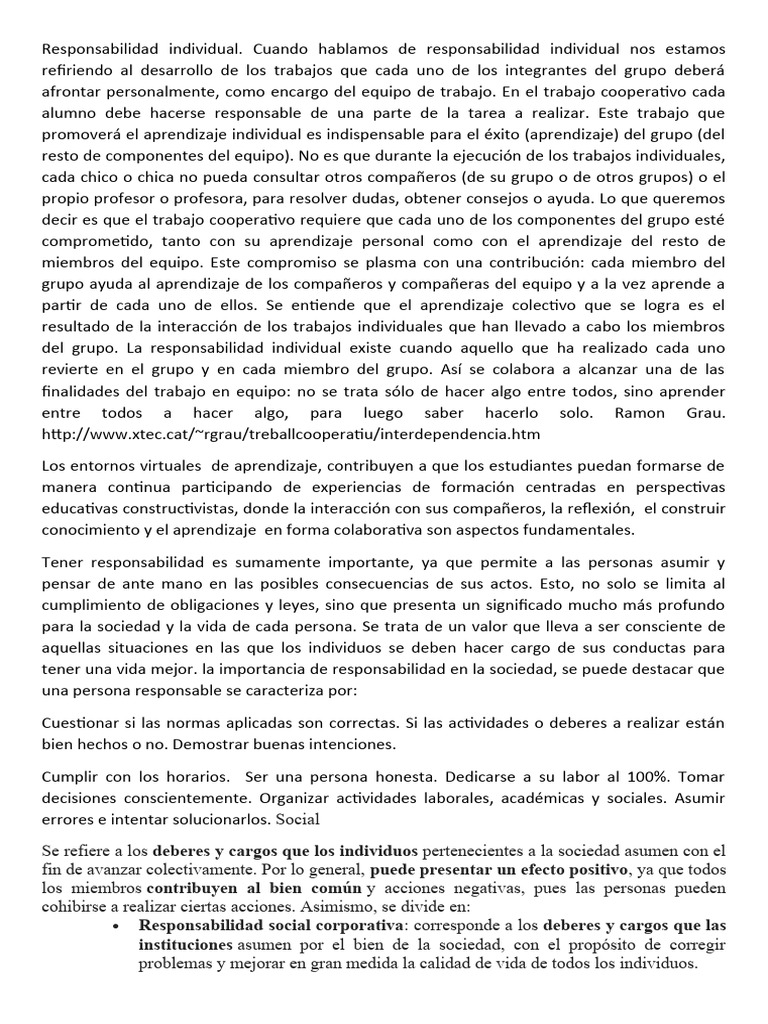 Responsabilidad Individual | PDF | Responsabilidad social corporativa ...