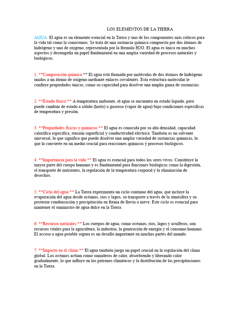 Los Elementos de La Tierra | PDF | Agua | Tierra