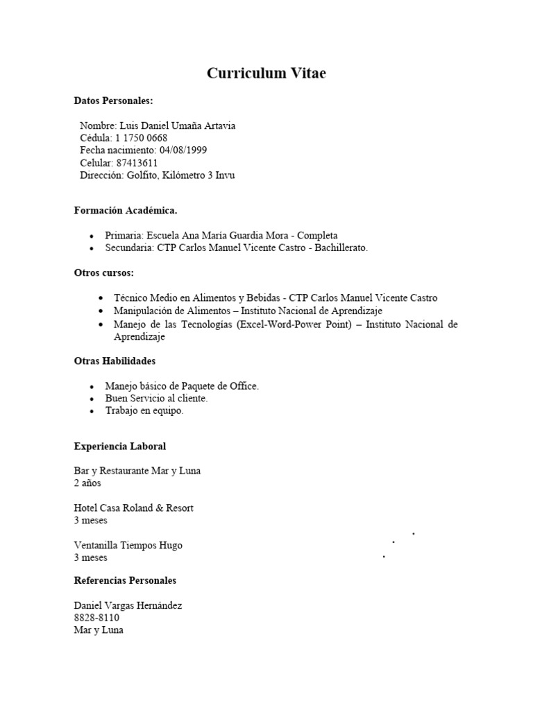 Curriculum Vitae Luis Daniel | PDF