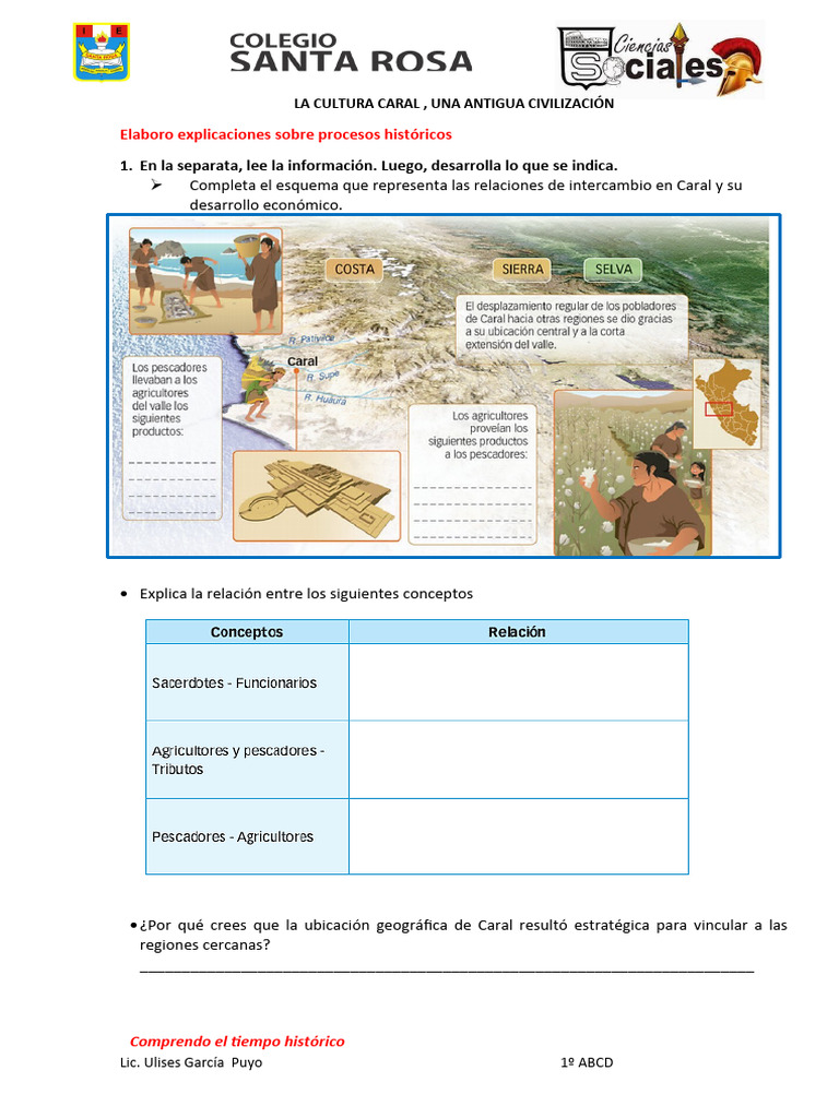 Iii Bim. Ficha 02 Ccss. La Cultura Caral | PDF | Ciencias sociales | Viajes y turismo