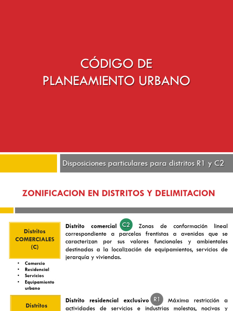 CÓDIGO DE PLANEAMIENTO URBANO R1 y C2 | PDF | Zonificación | Ingeniería de Edificación
