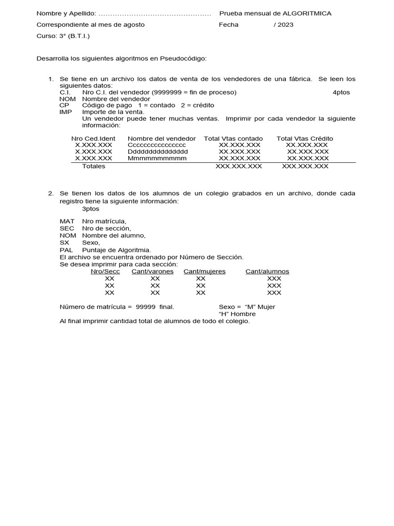 Algoritmia-Prueba DUAL | PDF | Métodos y materiales de enseñanza