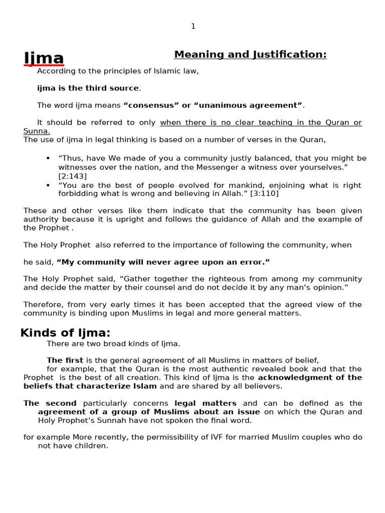 Ijma and Qayas Notes o Levels Islamiyat | PDF
