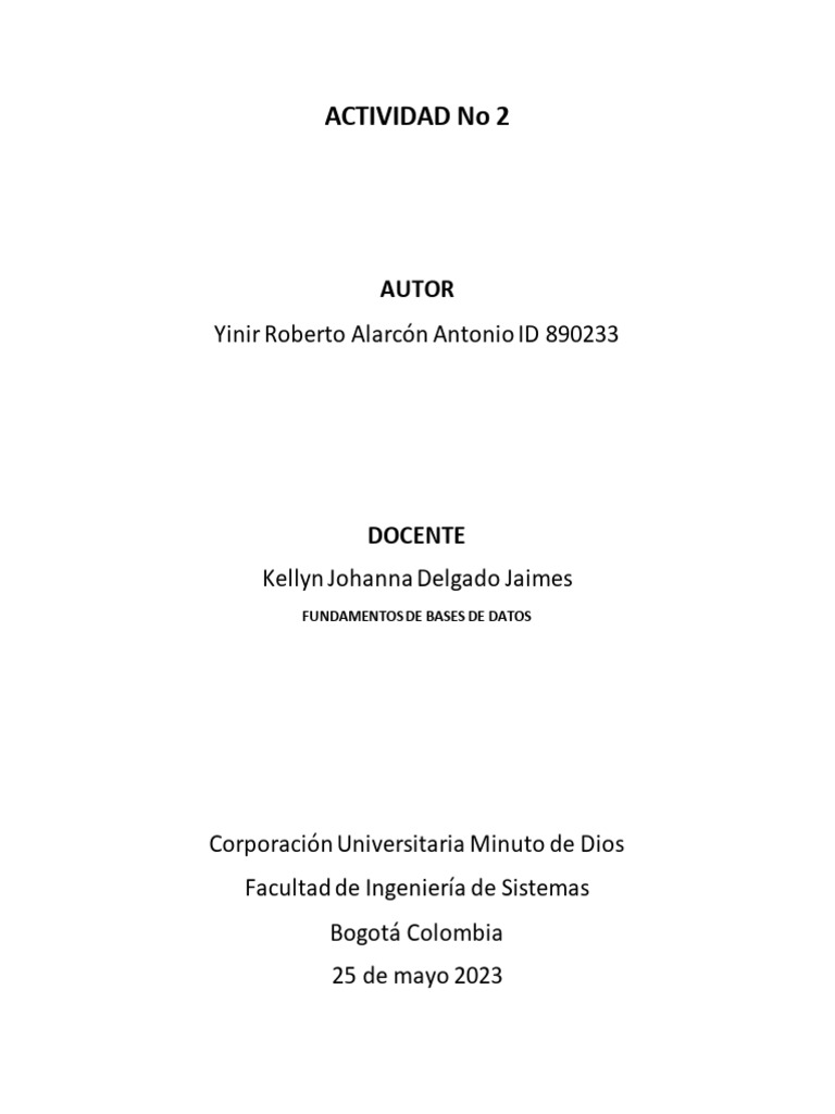 ACTIVIDAD No 2 | PDF