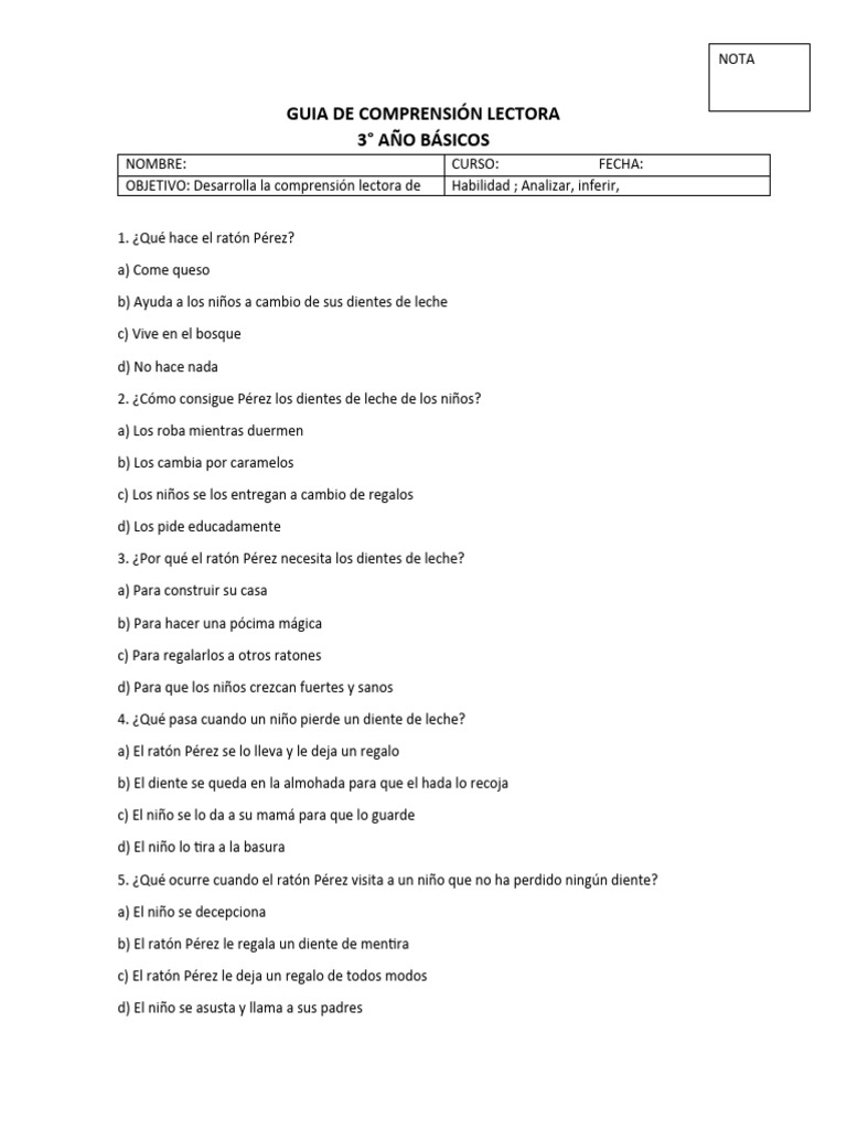 Guia de Comprension Lectora de Terceros Basicos a-B-C 2023 | PDF ...