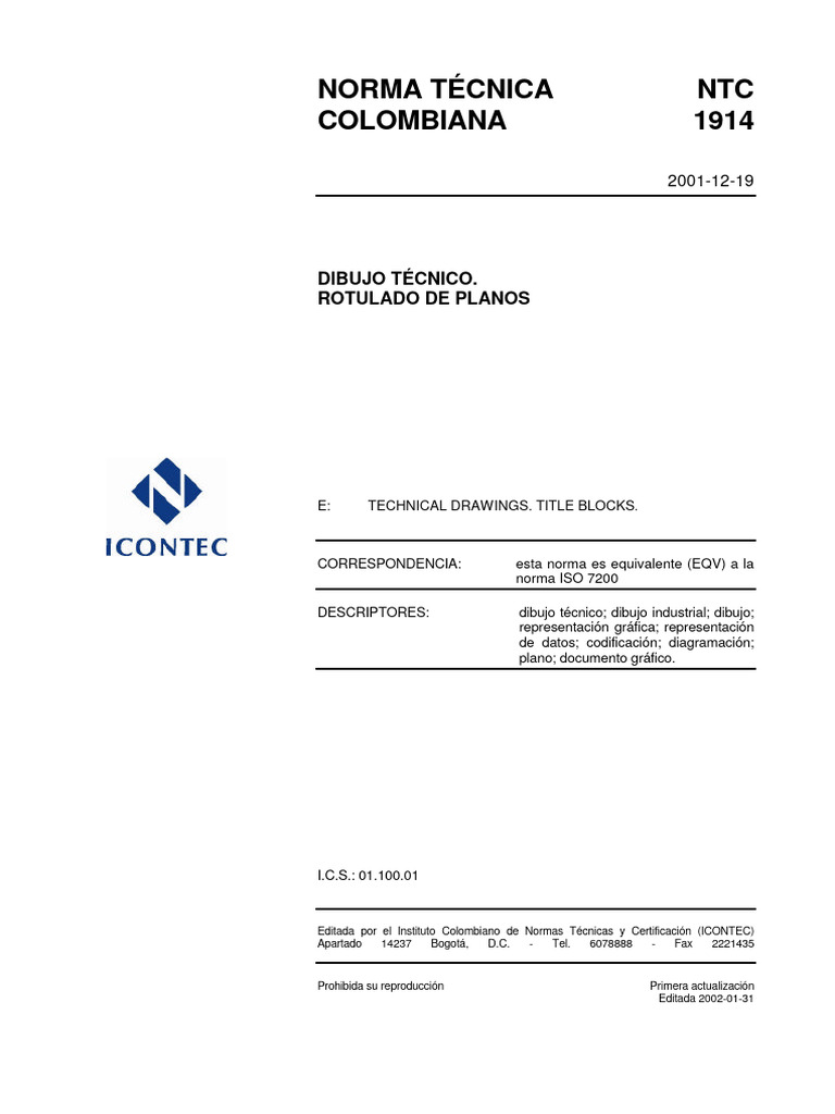 NTC 1914 Rotulado de Planos | PDF | Colombia | Dibujo