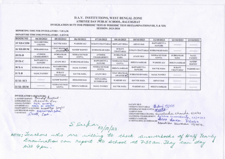 Invigilation Duty | PDF
