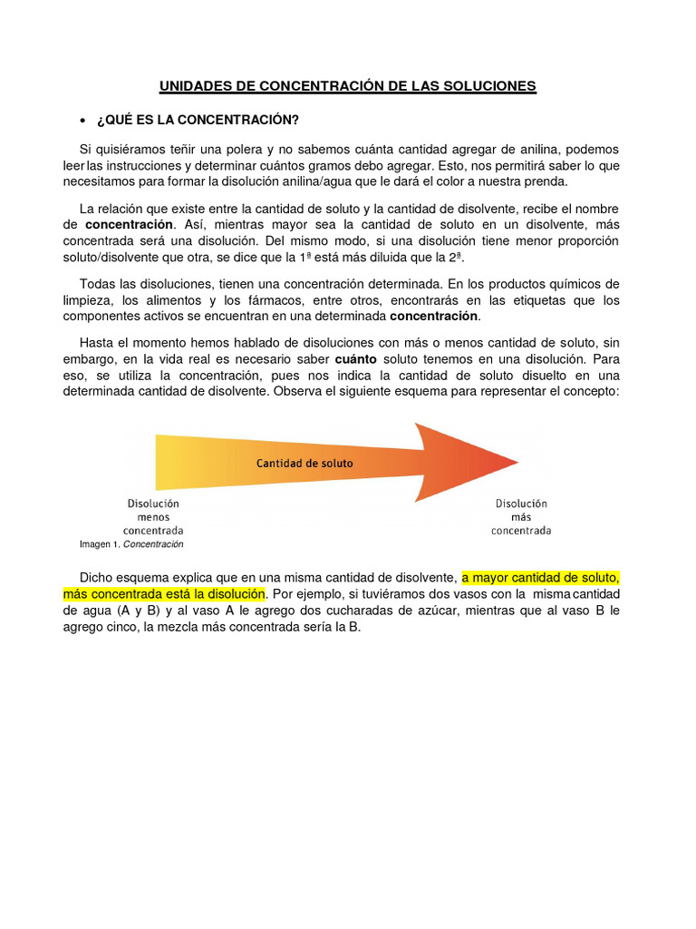 CONCENTRACIÓN DE SOLUCIONES Química | PDF