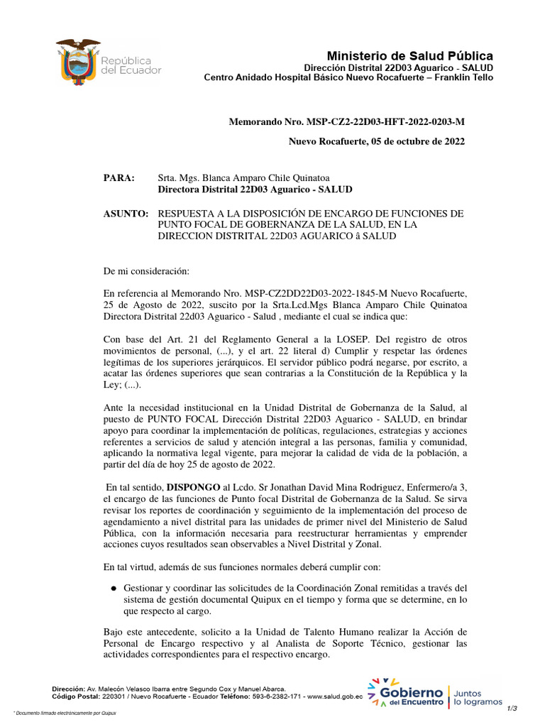 MSP CZ2 22D03 HFT 2022 0203 M | PDF | Enfermería | Hospital