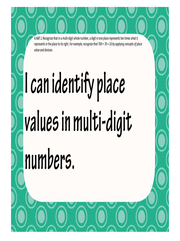 I Can Statements - 4th Grade CC Math - NBT - Numbers and Operations in ...