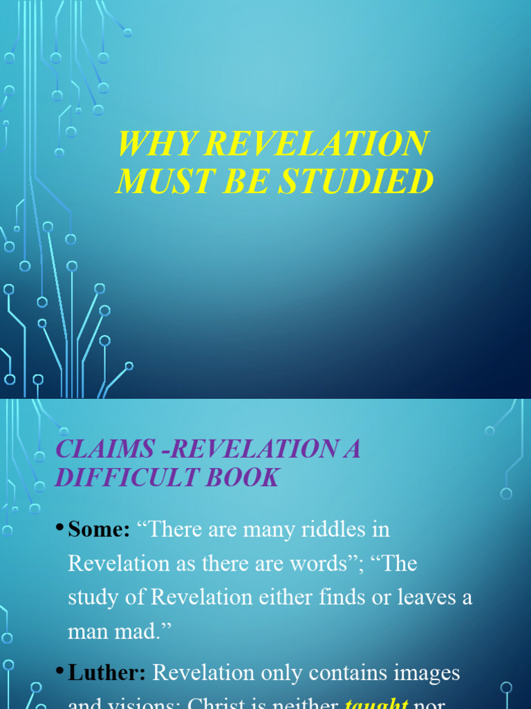 Lecture 1 - The Importance, Introduction, and Genre of Revelation | PDF ...