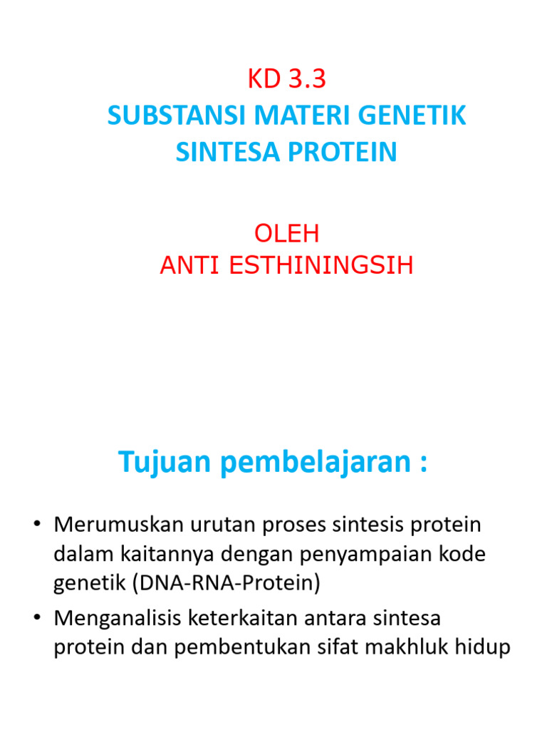 Ppt Kb 4 Sintesa Protein | PDF