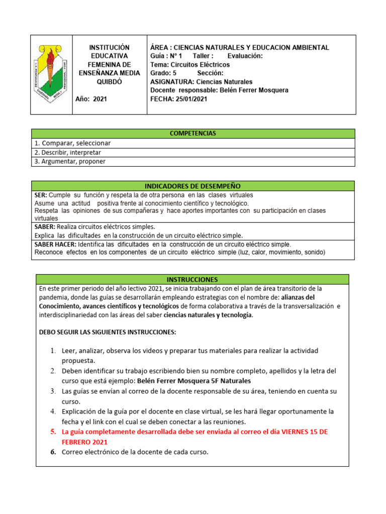 Downloadversion 1612020254 Module 15911890722 Name GUIA20 N°20120 CIRCUITOS20 ELECTRI | PDF