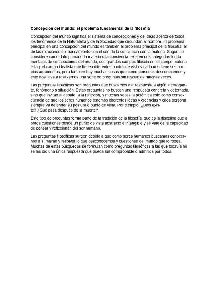 Concepción Del Mundo | PDF | Filosofía