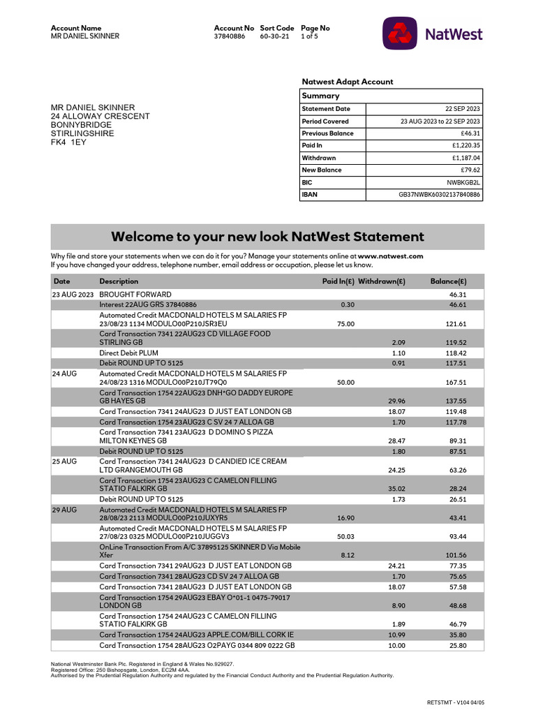 Statement 603021 37840886 23 08 2023 22 09 2023 2 | PDF | Overdraft | Interest