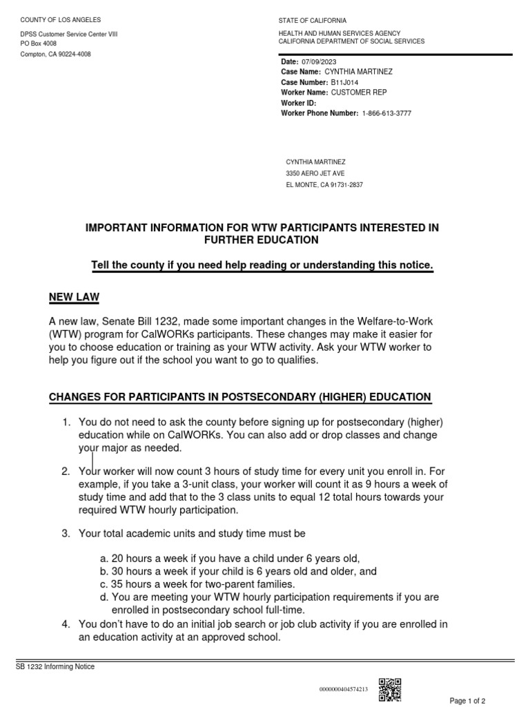 SB 1232 Informing Notice | PDF