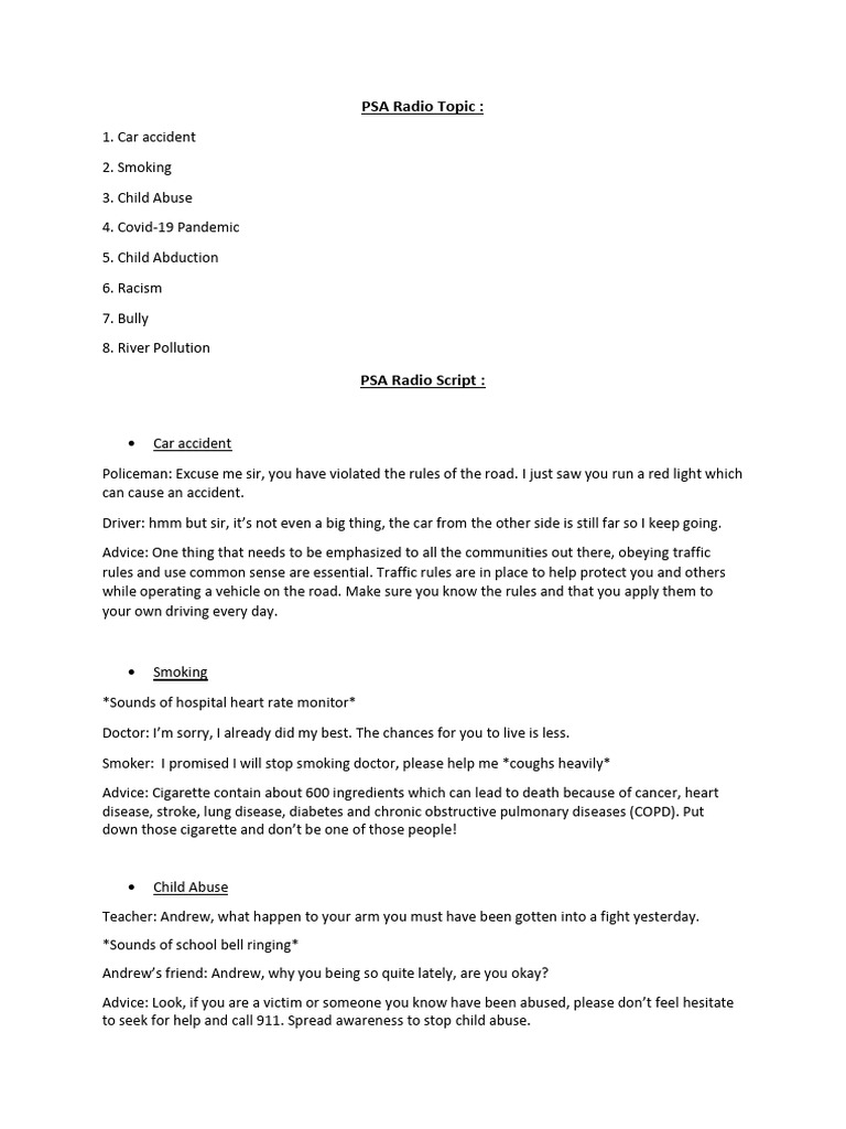 PSA Radio Topic | PDF | Self-Improvement | Lifestyle