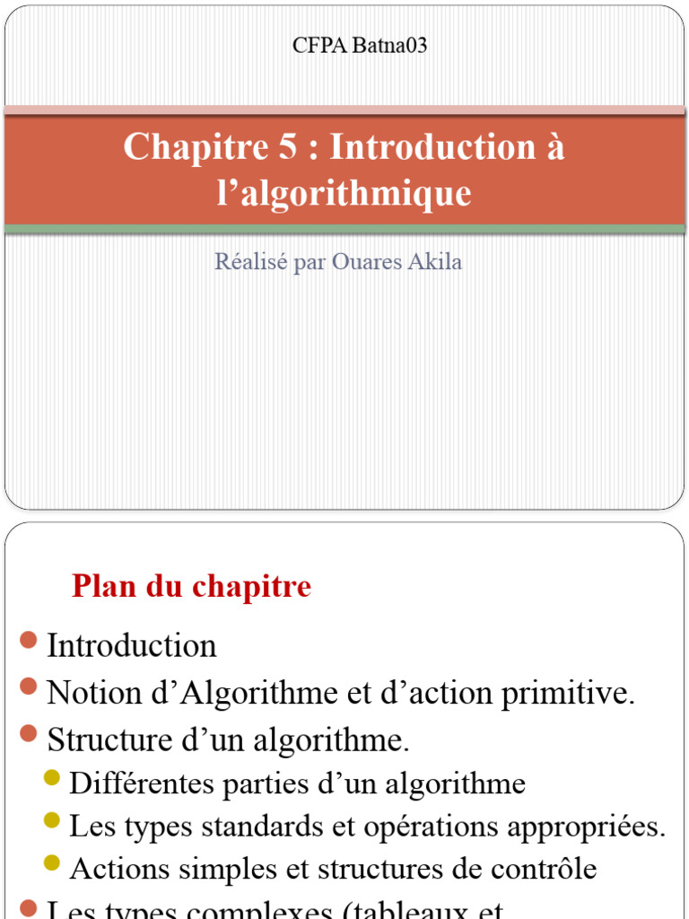 Chapitre 5-Introduction Algorithmique | PDF | Structure de contrôle | Programmation informatique