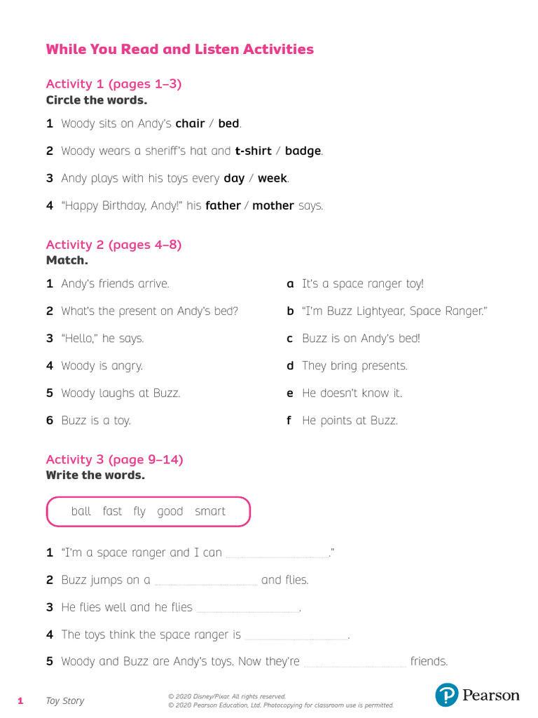 L2 Toy Story Photocopiables | PDF | Pixar