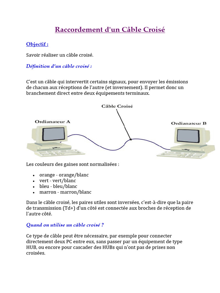 TP 2 - Raccordement D'un Cable Croisé | PDF | Électrotechnique ...