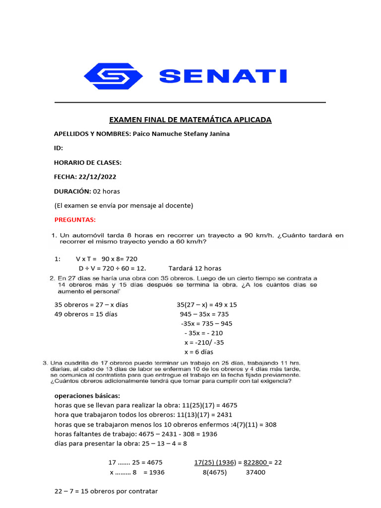 Examen Final Matematicas 1 | PDF