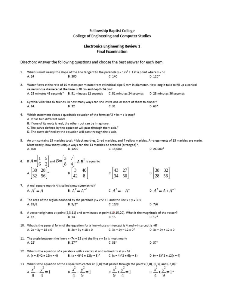 Engineering Final Exam | PDF