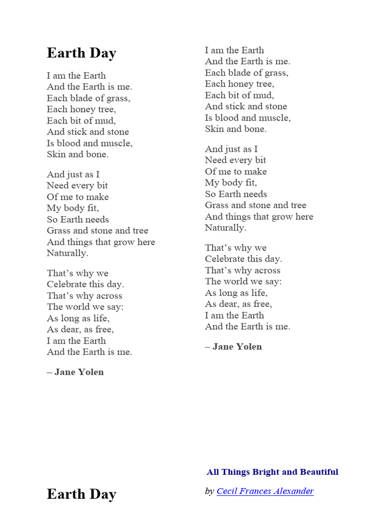 Earth Day POEM | PDF
