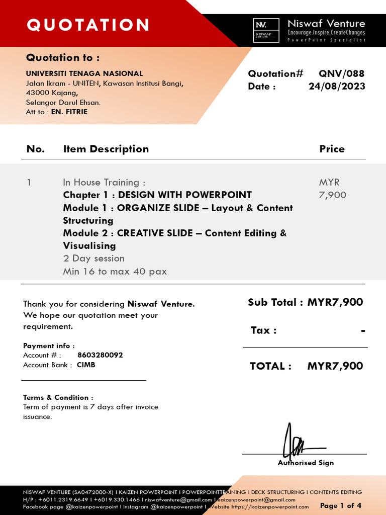 PowerPoint Design Training Quotation | PDF