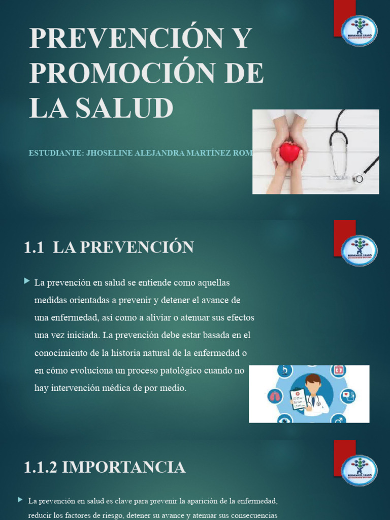 Diapositivas PREVENCIÓN Y PROMOCIÓN DE LA SALUD | PDF