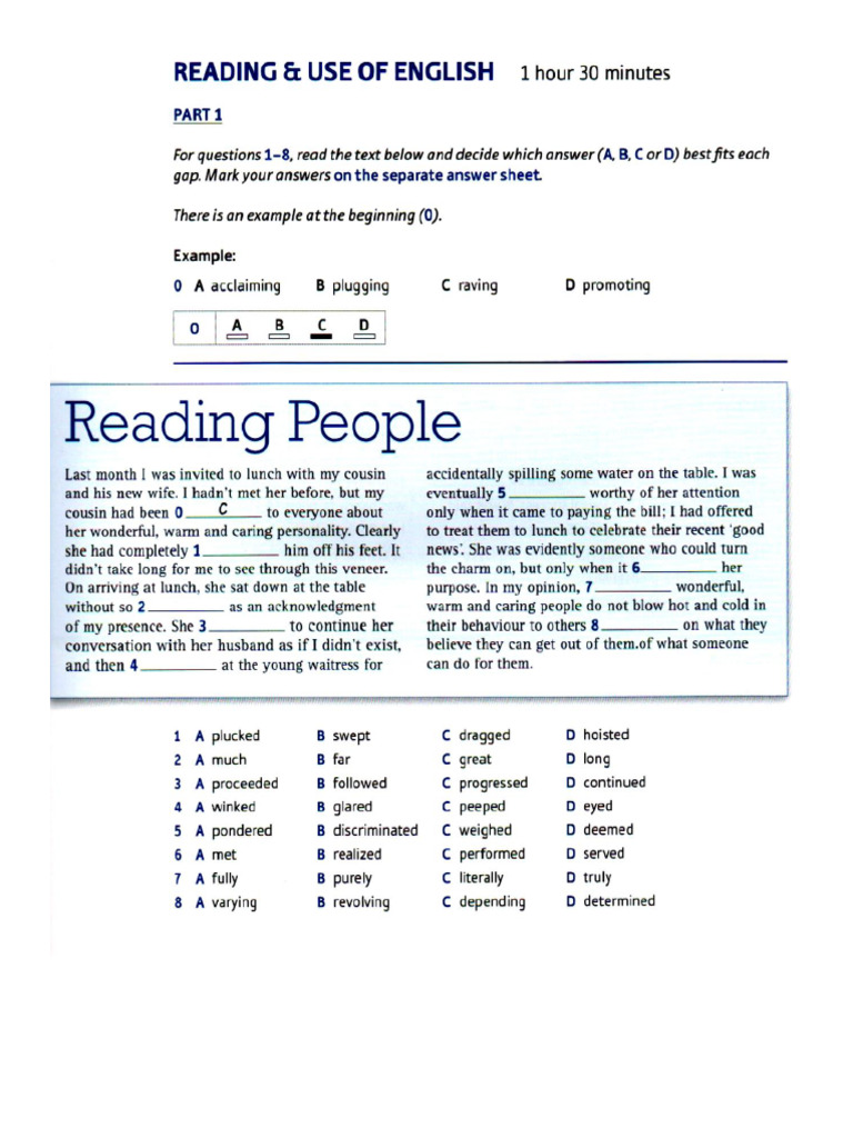 CPE Reading and Use of English Mock 1 | PDF