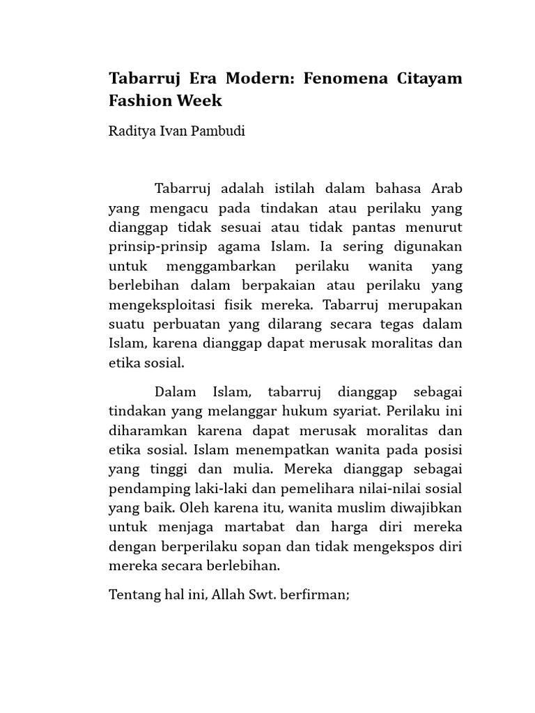 Tabarruj Era Modern | PDF