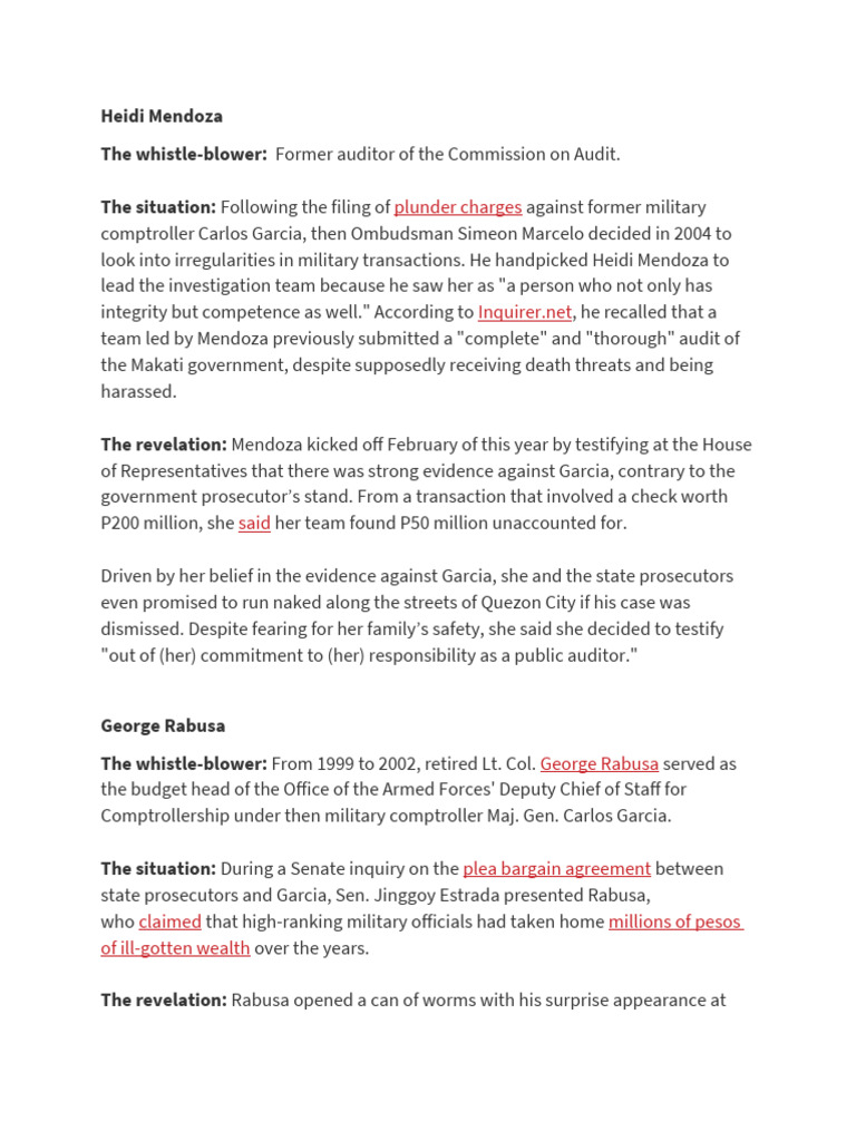 Whisteblowers Cases | PDF | Mystery, Thriller & Crime Fiction