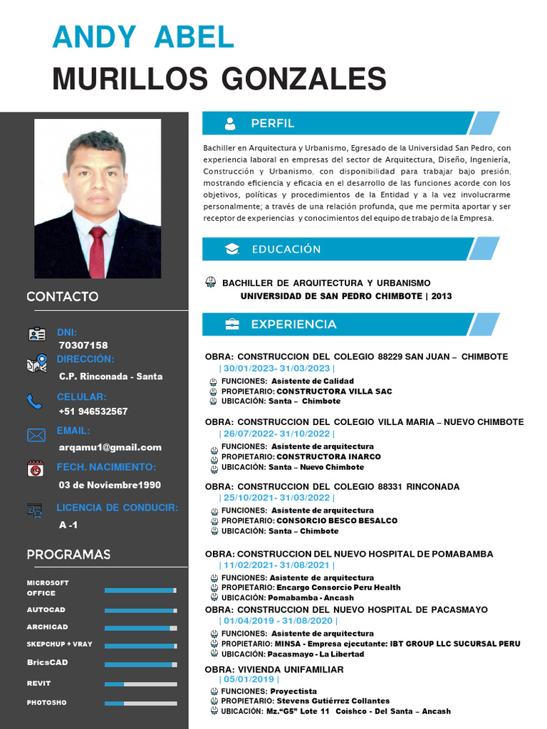 Curriculum de Andy Abel Murillos | PDF | Perú | Ingeniería