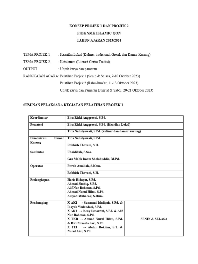 Konsep Projek 1 & 2 P5BK | PDF