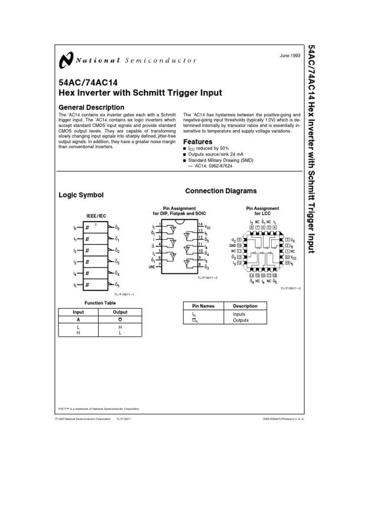 54AC/74AC14 Hex Inverter With Schmitt Trigger Input: General ...