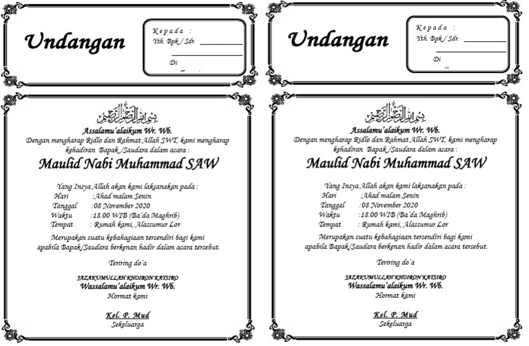 Undangan Maulid Nabi | PDF
