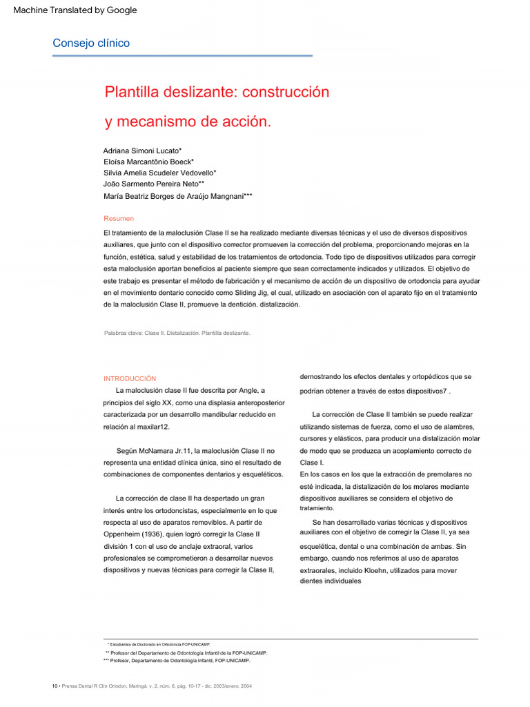 Sliding Jig | PDF | Ortodoncia | Ramas de Odontología