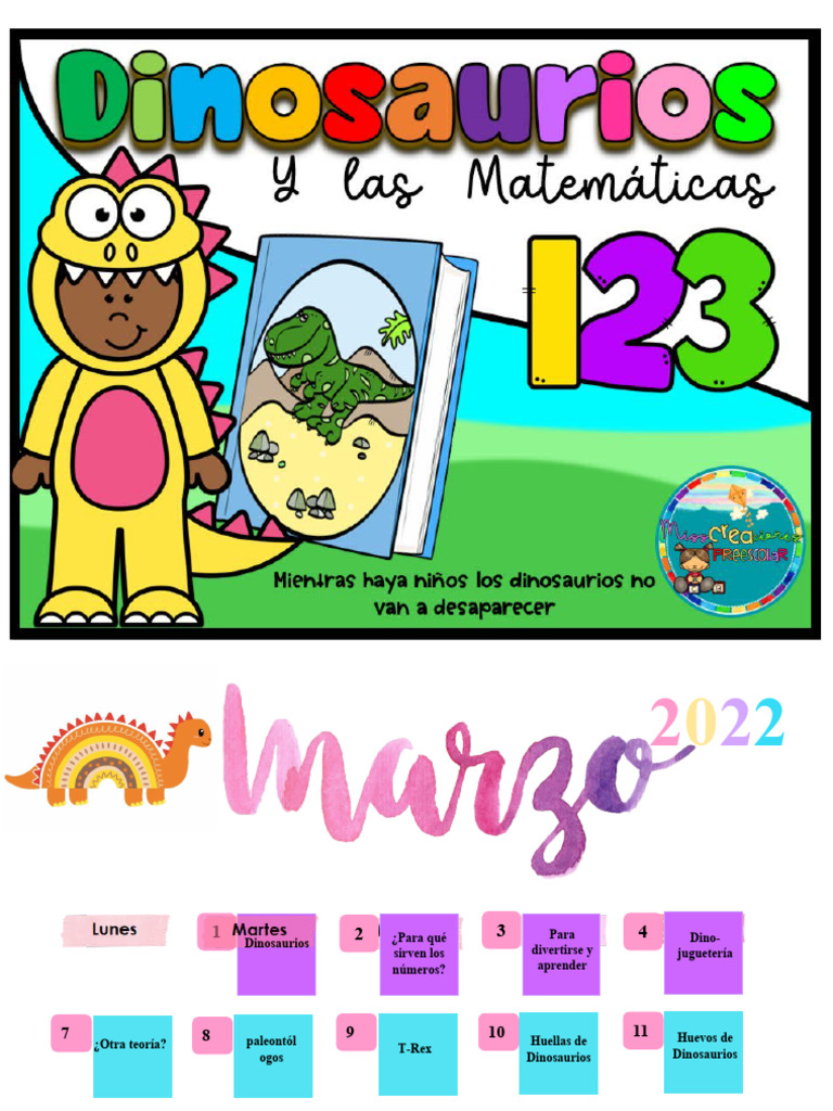 Actividades Matemáticas con Dinosaurios | PDF | Dinosaurios | Salón de ...