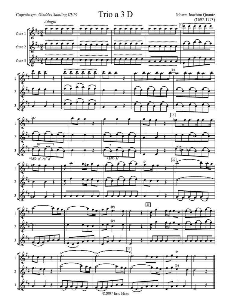 Quantz-Trio in D For Flutes | PDF