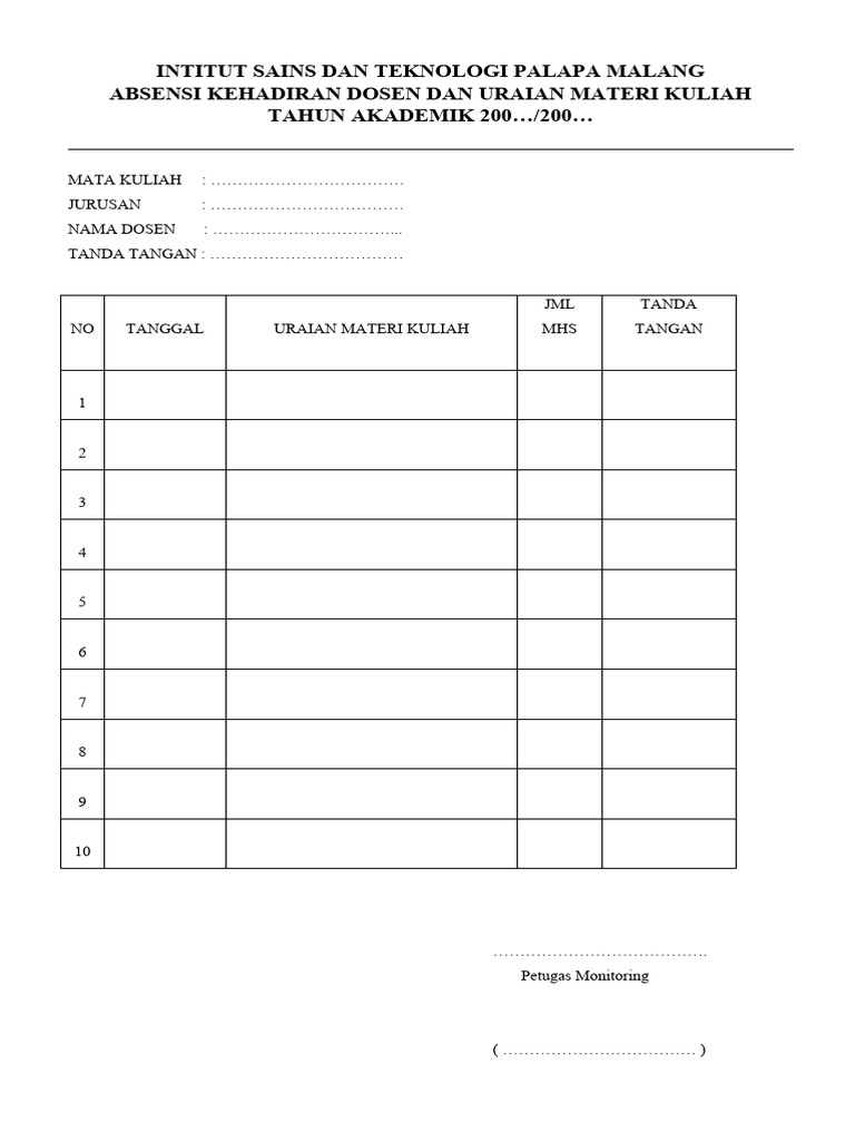 Absensi MHS S1 | PDF