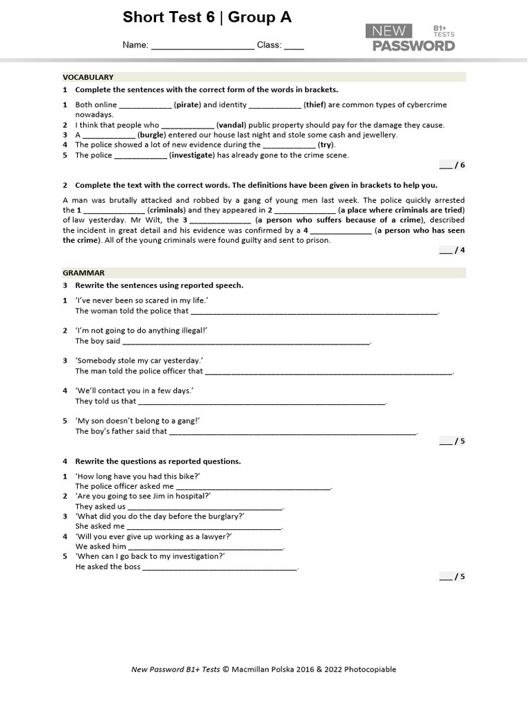 New Password B1+ ST 6A 2 | PDF