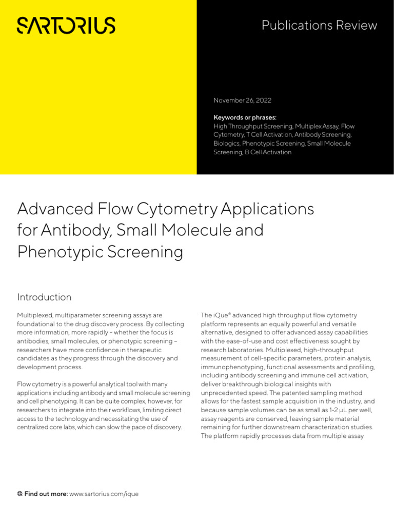 Flow Cytometry Antibody Molecule Phenotypic Screening Ique Review en L Sartorius | PDF ...