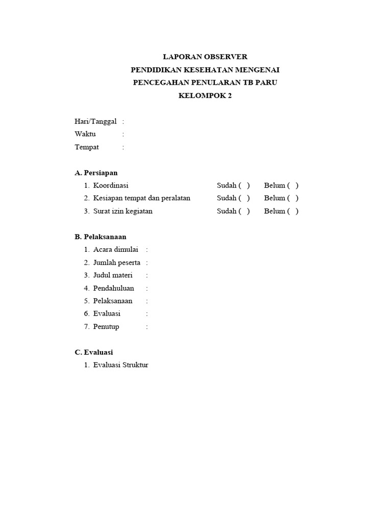 Laporan Observer Penkes Kelompok 2 | PDF | Karier & Perkembangan