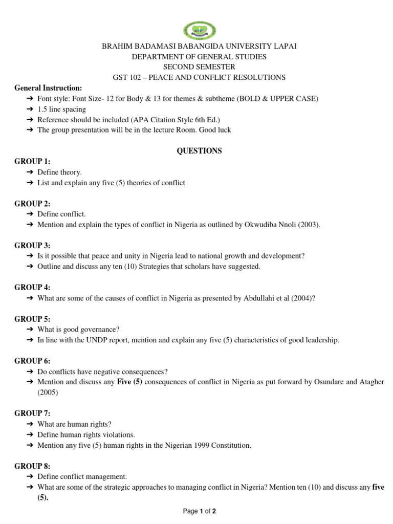 GST 102 - Groups - Assessment 2021-2022 Session | PDF